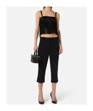Elisabetta Franchi Cropped Satin-trim Trousers