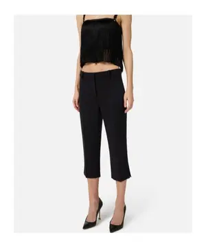 Elisabetta Franchi Cropped Satin-trim Trousers