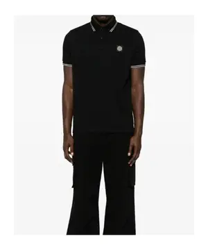 Stone Island Logo-patch Contrast-trim Polo Shirt