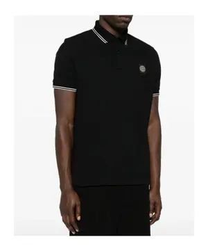 Stone Island Logo-patch Contrast-trim Polo Shirt