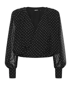ROTATE BY BIRGER CHRISTENSEN Long-sleeve Polka-dot Blouse - Black