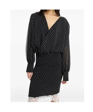 ROTATE BY BIRGER CHRISTENSEN Long-sleeve Polka-dot Blouse