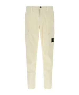 Stone Island Logo Patch Straight-leg Trousers - Beige