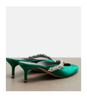 Balenciaga X Manolo Blahnik Embellished Satin Mules