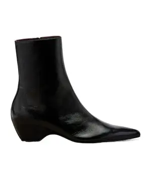 Khaite Pointed-toe Leather Ankle Boots - Black