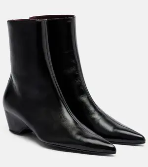 Khaite Pointed-toe Leather Ankle Boots