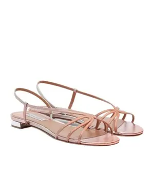 AQUAZZURA Metallic Leather Sandals - Nude