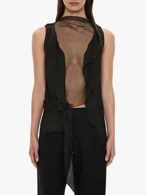 Christopher Esber Kacere Draped Sheer Viscose Top