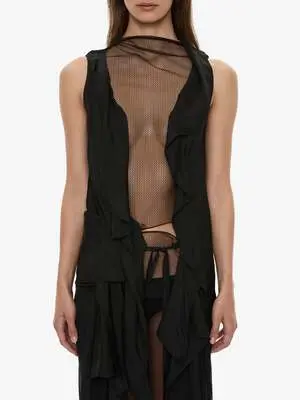 Christopher Esber Kacere Draped Sheer Viscose Top