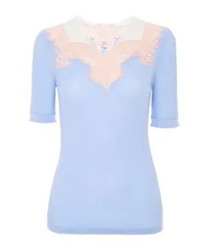 Chloé Lace-trim Ribbed-knit Wool Sweater - Baltic