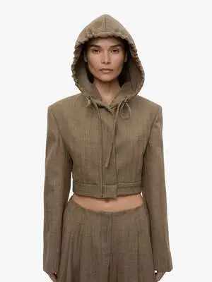 Christopher Esber Plinth Herringbone Cropped Hoodie