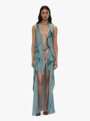 Christopher Esber Kacere Towel Drape Column Skirt - Green