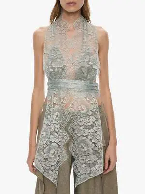 Christopher Esber Moonlit Patina Lace Scarf Top