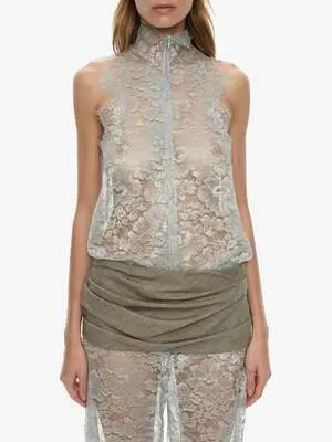 Christopher Esber Moonlit Patina Lace Zipped One Piece