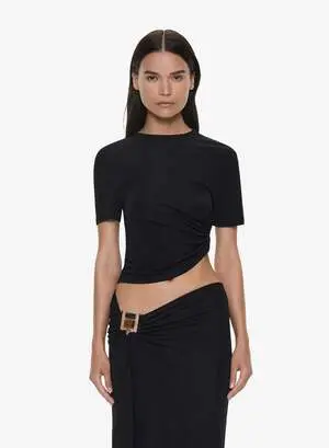 Christopher Esber Bezel Quartz Ruched Tee - Black
