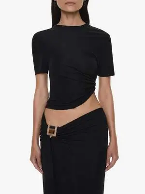 Christopher Esber Bezel Quartz Ruched Tee - Black