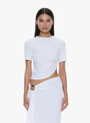 Christopher Esber CHRISTOPHER ESBER Bezel Quartz Ruched Tee White