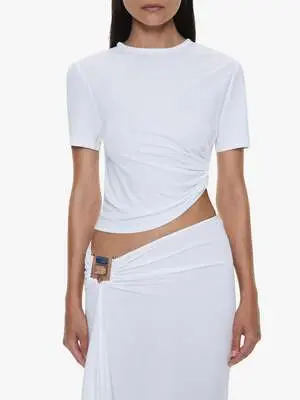 Christopher Esber Bezel Quartz Ruched Tee - White