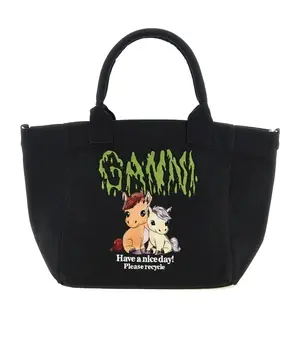 GANNI Pony Small Tote Bag - Phantom Black