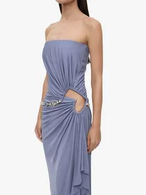 Christopher Esber Strapless Gown With Crystal Cable Chain Detail - Purple