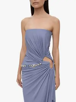 Christopher Esber Strapless Gown With Crystal Cable Chain Detail - Purple