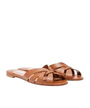 AQUAZZURA Leather Knot Detail Slides