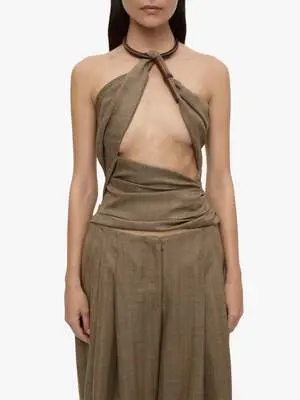 Christopher Esber Chime Necklace Herringbone Halter Top