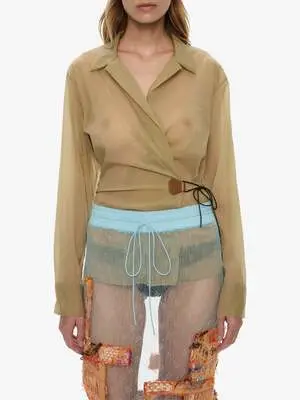 Christopher Esber Kirk Mottled Sheer Leather Tie Shirt