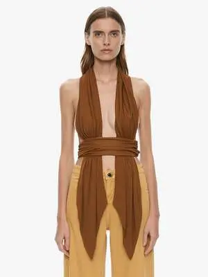 Christopher Esber Scarf Draped Halter Top - Brown
