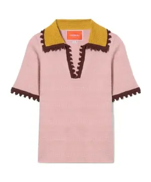 La DoubleJ Picket Polo Top - Pink