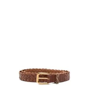 Saint Laurent Logo Belt - Brown