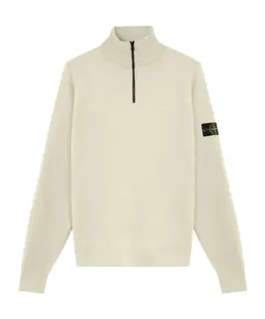Stone Island Regular-fit Half-zip Jumper With Raglan Sleeves - Sand-colored
