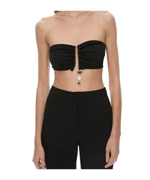 Christopher Esber Droplet Ruched Crystal-pendant Top - Black