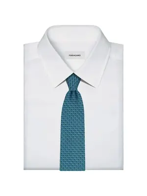 FERRAGAMO Gancini Links Print Silk Tie