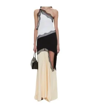 Christopher Esber Keira Lace-trim Maxi Dress - Black/light Beige/white