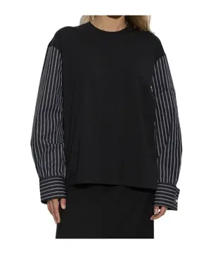 Marni Long Sleeve T-shirt With Striped Sleeves
