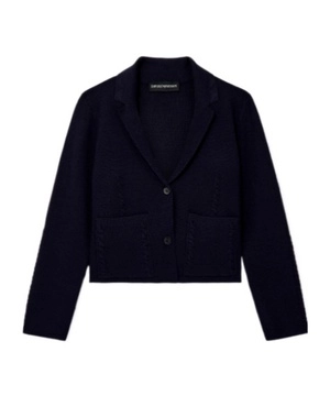 Emporio Armani Viscose Knit Blazer With A Lapel Collar And Braided Pockets