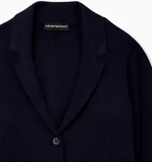 Emporio Armani Viscose Knit Blazer With A Lapel Collar And Braided Pockets