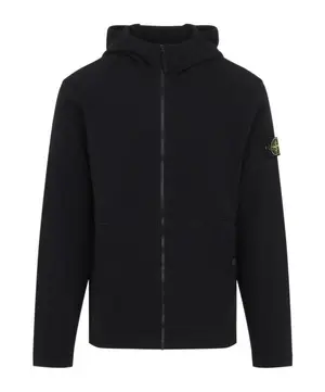 Stone Island Long-sleeved Hooded Sweatshirt - Black