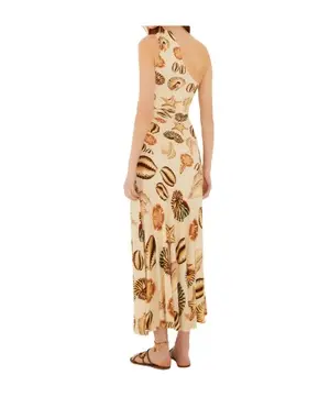 Farm Rio One-shoulder Printed Maxi Dress - Marine Shells Sand