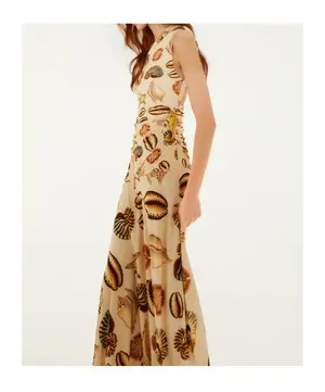 Farm Rio One-shoulder Printed Maxi Dress - Marine Shells Sand