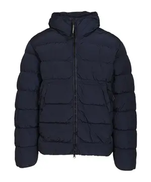 C.P. COMPANY Long-sleeved Hooded Cotton Jacket - Black