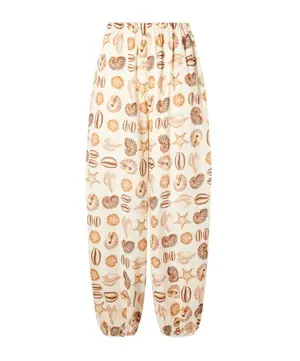 Farm Rio Printed Cotton Balloon Pants - Nude