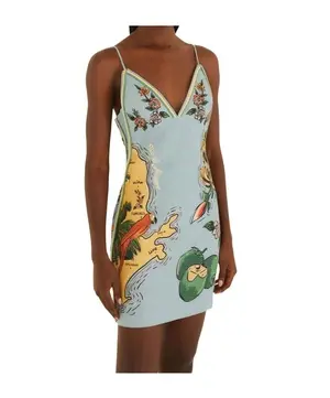 Farm Rio Patterned Slip Dress - Brown