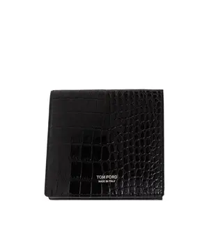 TOM FORD Logo Printed Embossed Wallet - Black
