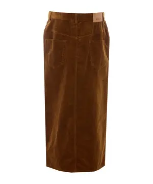 Isabel Marant Étoile Corduroy Maxi Skirt With Logo Patch - Brown