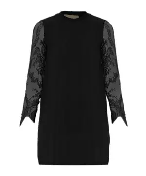 Valentino Garavani Round Neck Long Sleeve Dress - Black