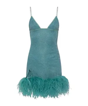 Oseree Feather Dress - Blue