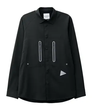 AND WANDER Long-sleeved Collared Shirt - Black