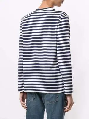 Play Comme Des Garcon Heart Appliquéd Striped T-shirt